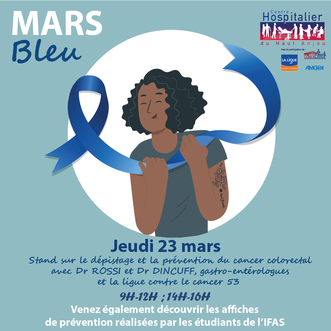 Mars Bleu, mois de promotion du dépistage du cancer colorectal - Centre Hospitalier du Haut Anjou